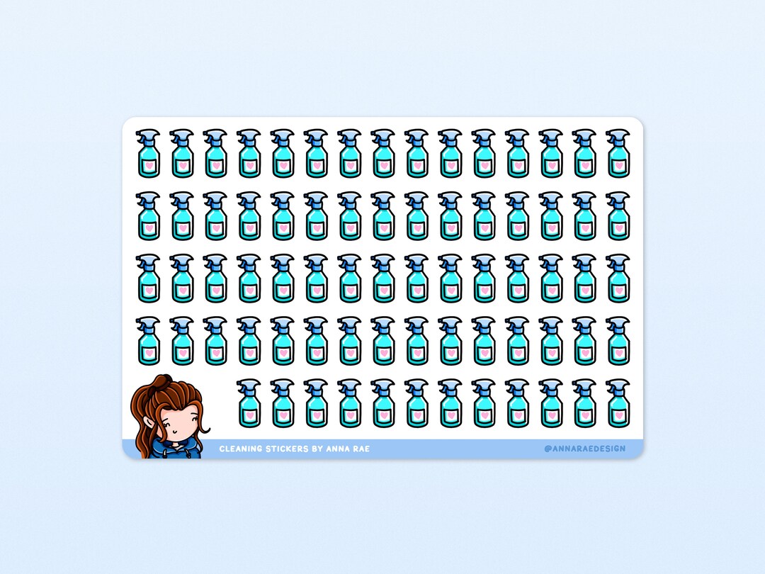 Spray Bottle Stickers - Cleaning Sticker Sheet for Planners and ...