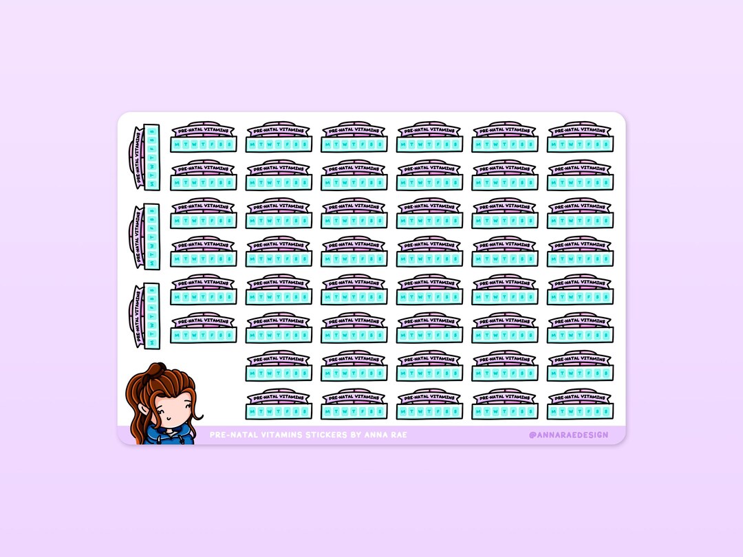 Pre-natal Vitamin Tracker Stickers - Pregnancy, Trying to Conceive, Mum ...
