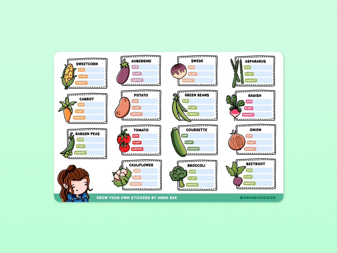 Grow Your Own Tracker Stickers - Vegetable Garden Sticker Sheet for ...