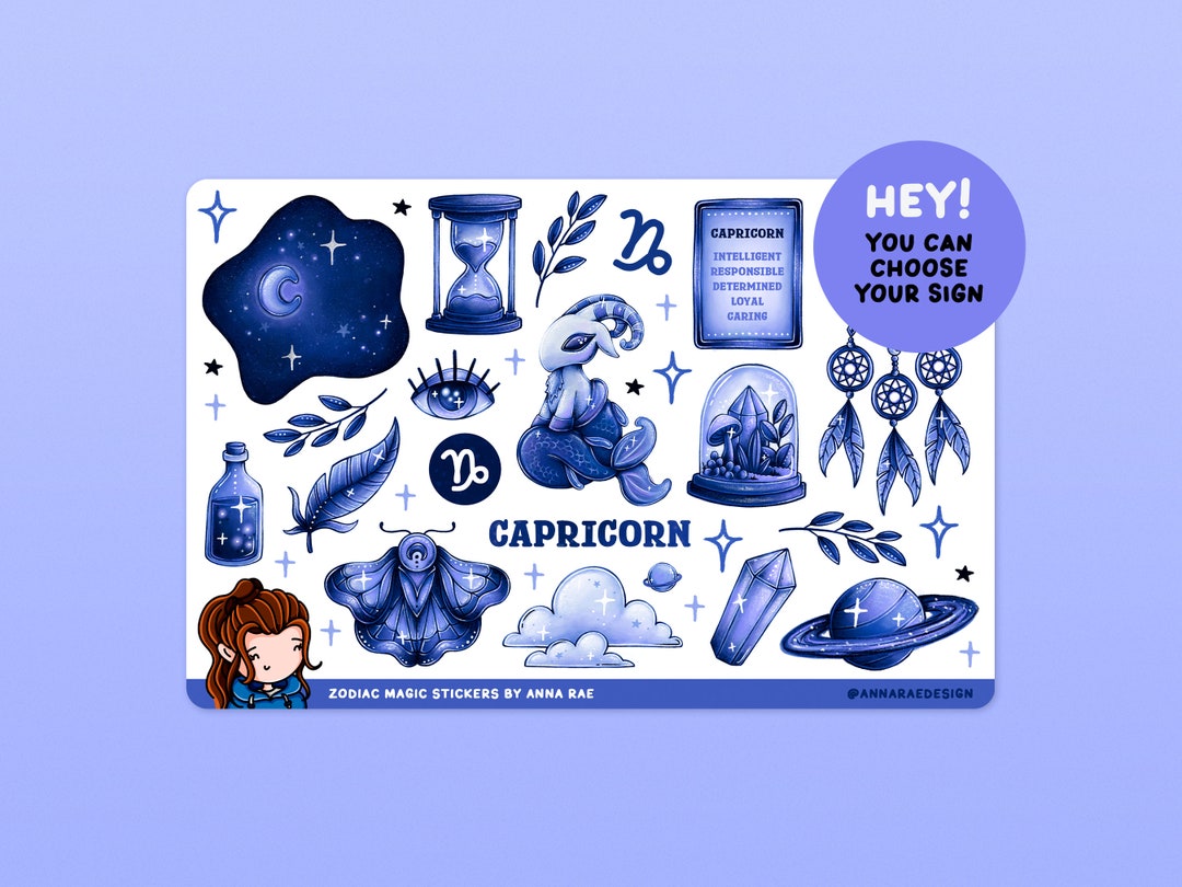 Zodiac Magic Planner Sticker Kit - Capricorn, Aries, Sagittarius ...