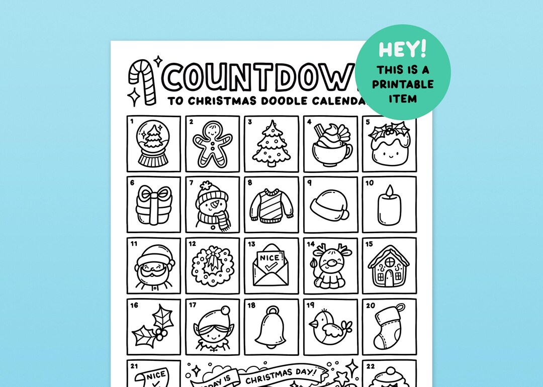 Digital Doodle Advent Calendar - Printable Christmas Countdown ...