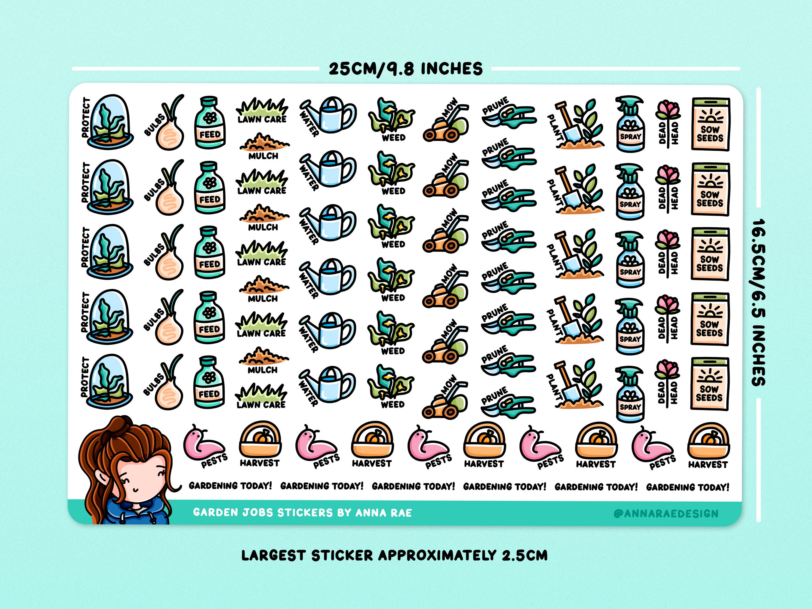 Garden Jobs Stickers - Gardening Sticker Sheet for Planners and ...