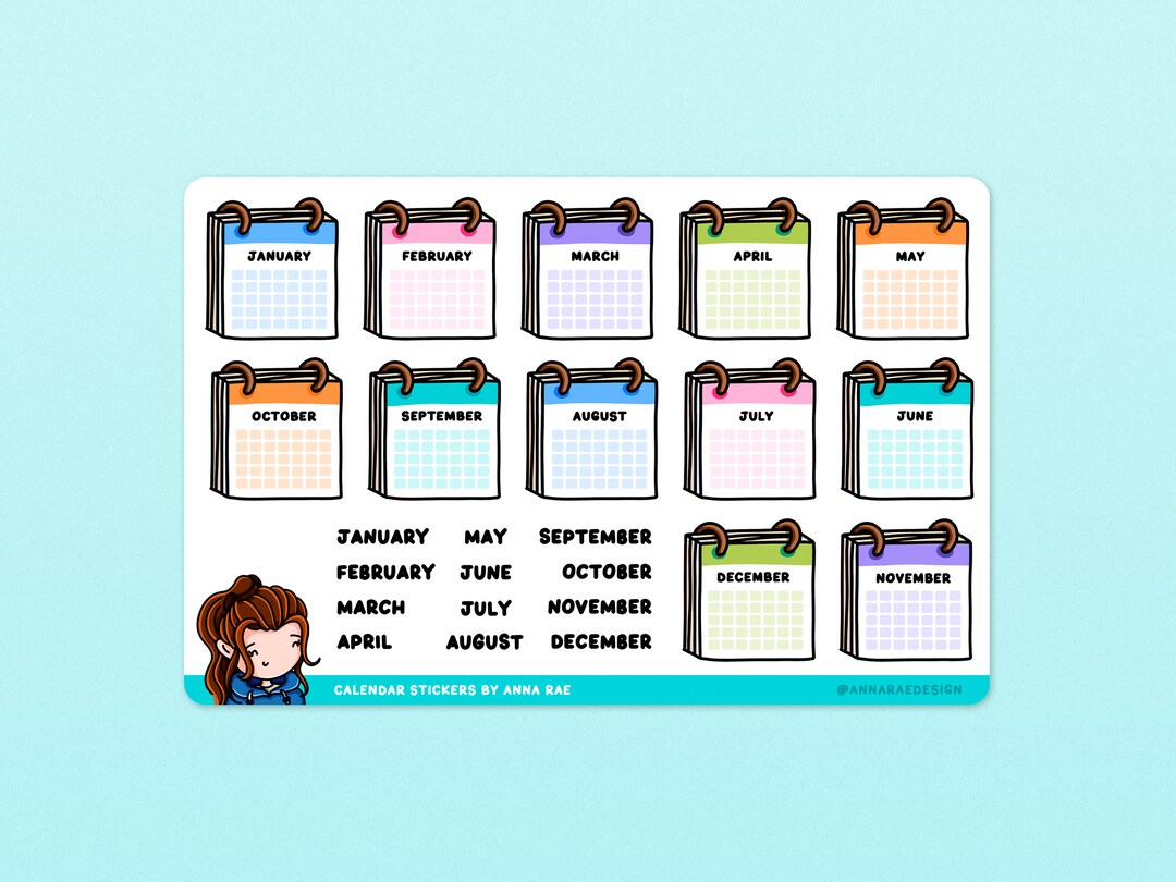 Calendar Stickers - Months of the Year Sticker Sheet for Planners and ...
