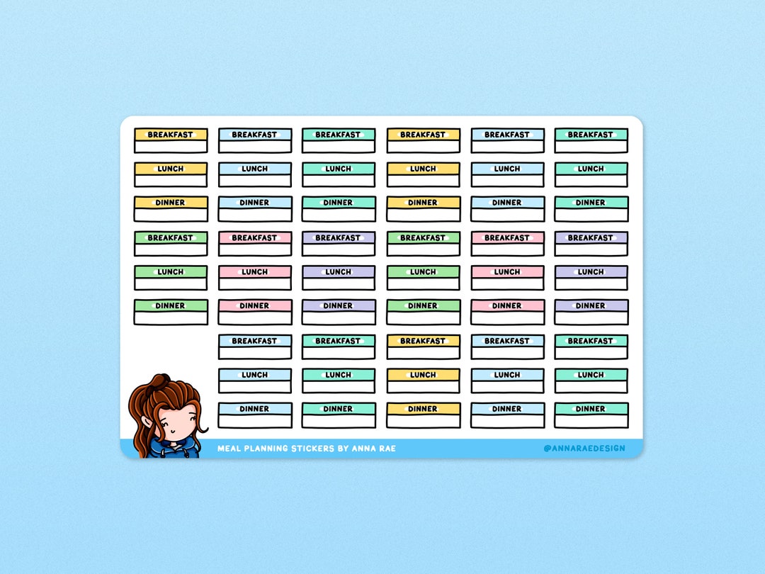Daily Menu Stickers - Cute Meal Planning Sticker Sheets for Planners ...