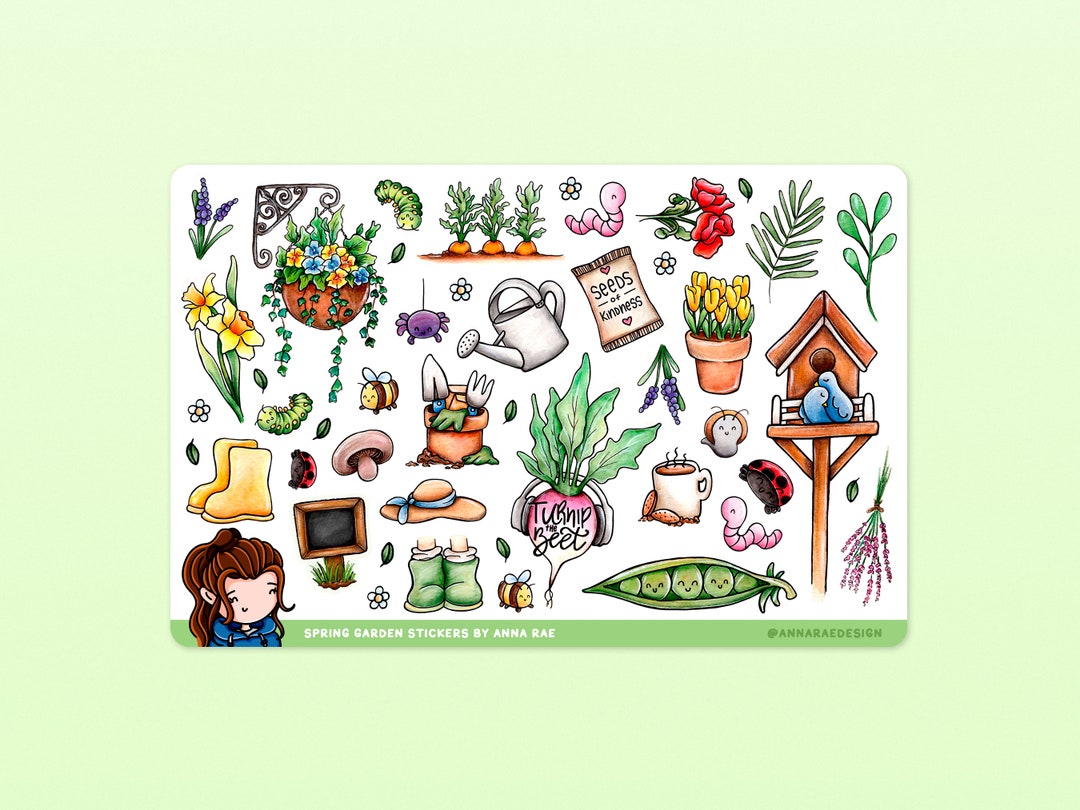 Spring Garden Stickers - Gardening Sticker Sheets for Planners and ...