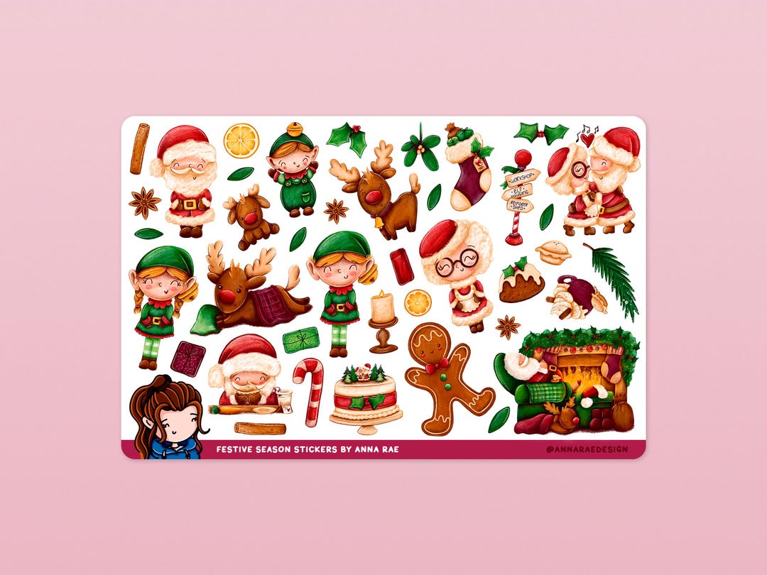 Festive Season Christmas Planner Stickers - Cute Holiday Planner ...