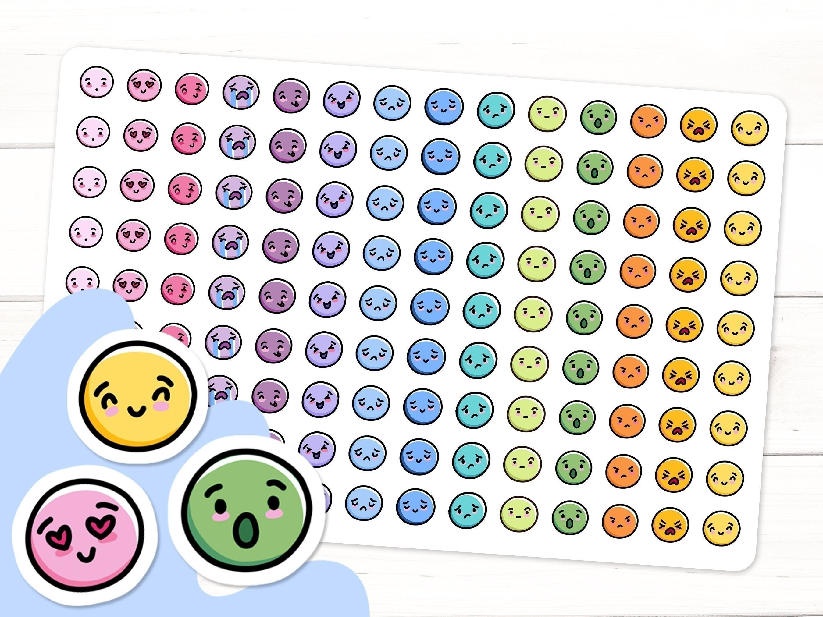 Emoji Stickers Mood Tracking Sticker Sheet for Planners and - Etsy