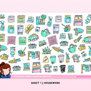 Housework Planner Stickers - Pastel - Household Chores, Cleaning ...