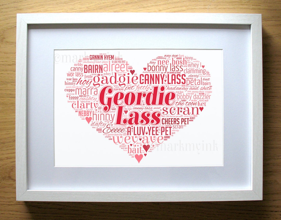 Geordie Lass Love Heart - Funny Sayings, Phrases, Slang - Gift Idea for ...