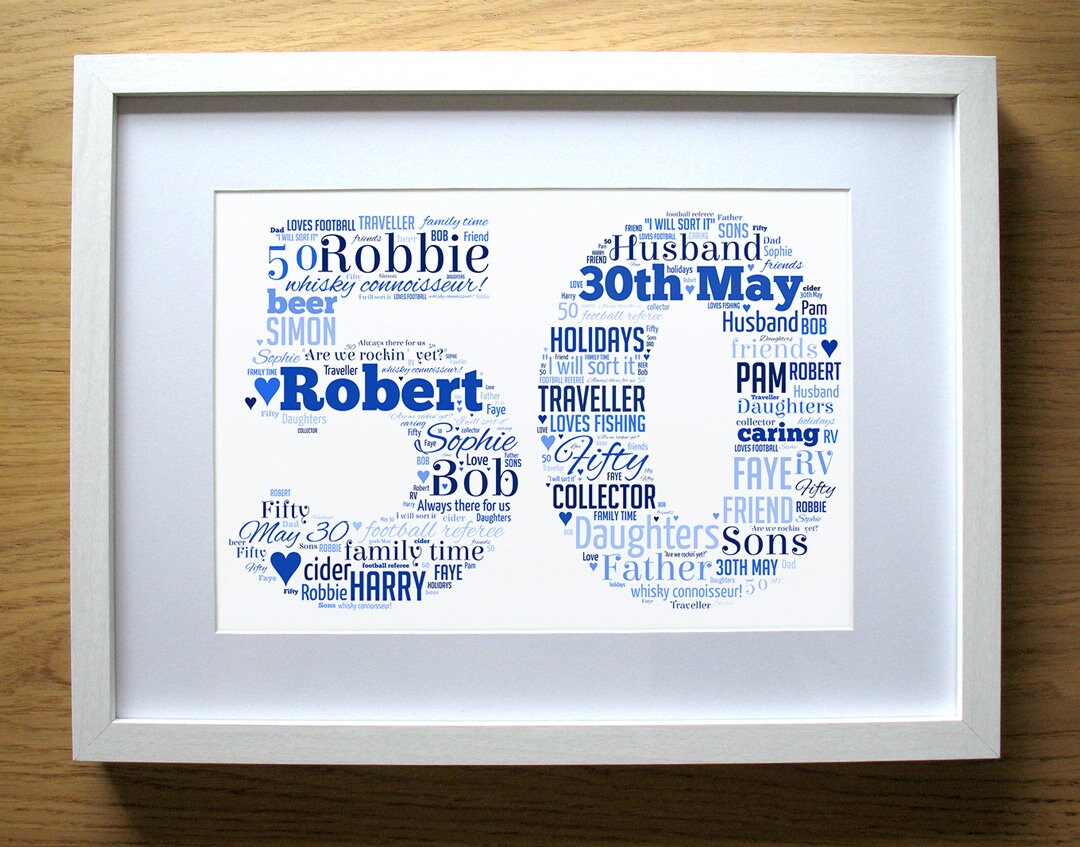 Personalized 50th Birthday Numbers Gift for Brother Husband Father ...