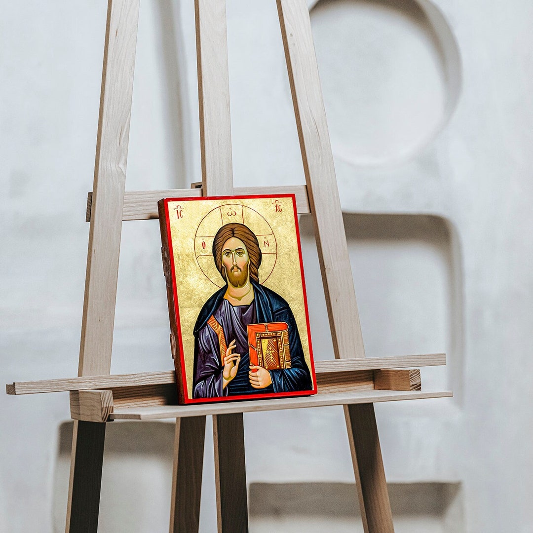 CHRIST PANTOCRATOR Hand Painted Greek Orthodox Icon/ Iconographer ...
