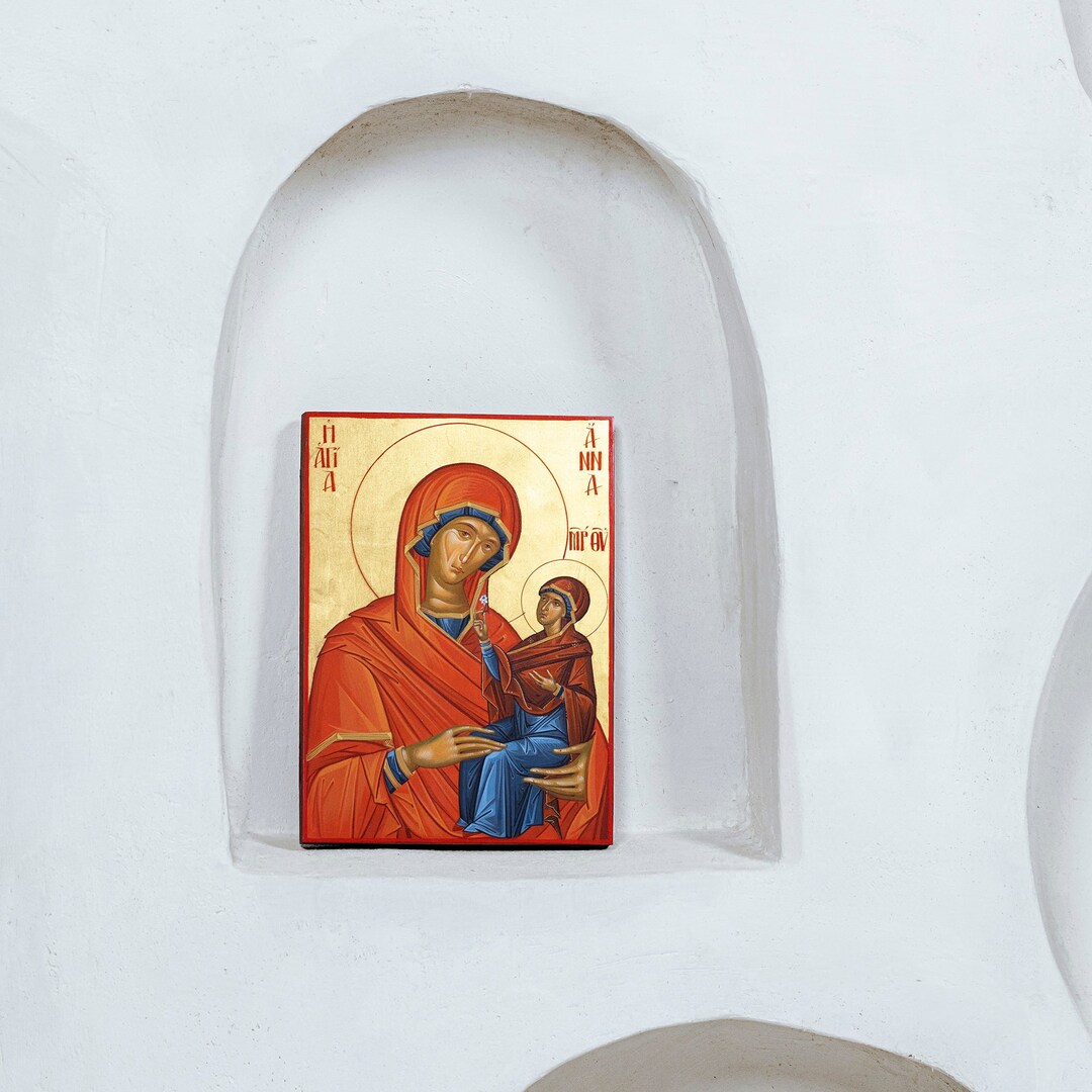 St ANNA Icon/ Virgin Mary Mothers Hand Painted Orthodox Icon - Etsy UK