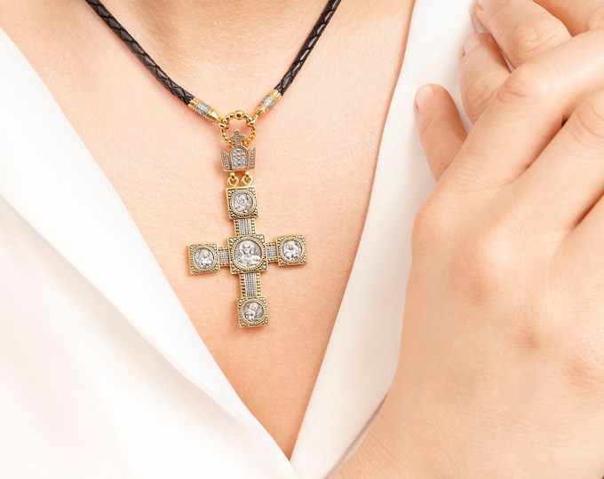 Sterling Silver & 24k Gold Plated Four Pointed Byzantine Cross - Etsy