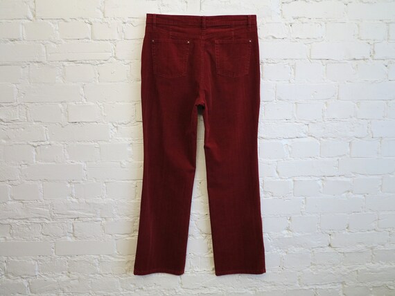 Womens Red Corduroy Pants Stright Leg Stretchy Cotton… - Gem
