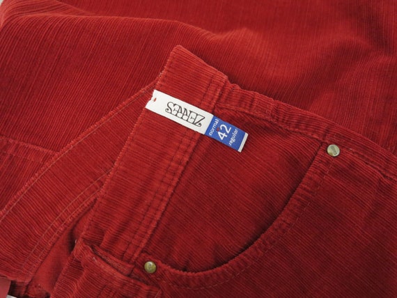Womens Red Corduroy Pants Stright Leg Stretchy Cotton… - Gem