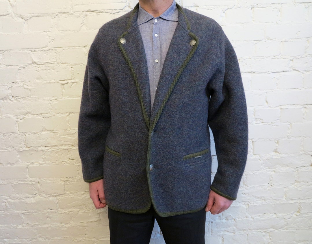 Vintage GEIGER Grey Wool Jacket Mens Dirndl Jacket Trachten - Etsy