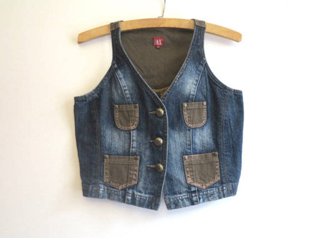 Blue Denim Vest Fitted Jens Waistcoat Country Western Vest Medium Size ...