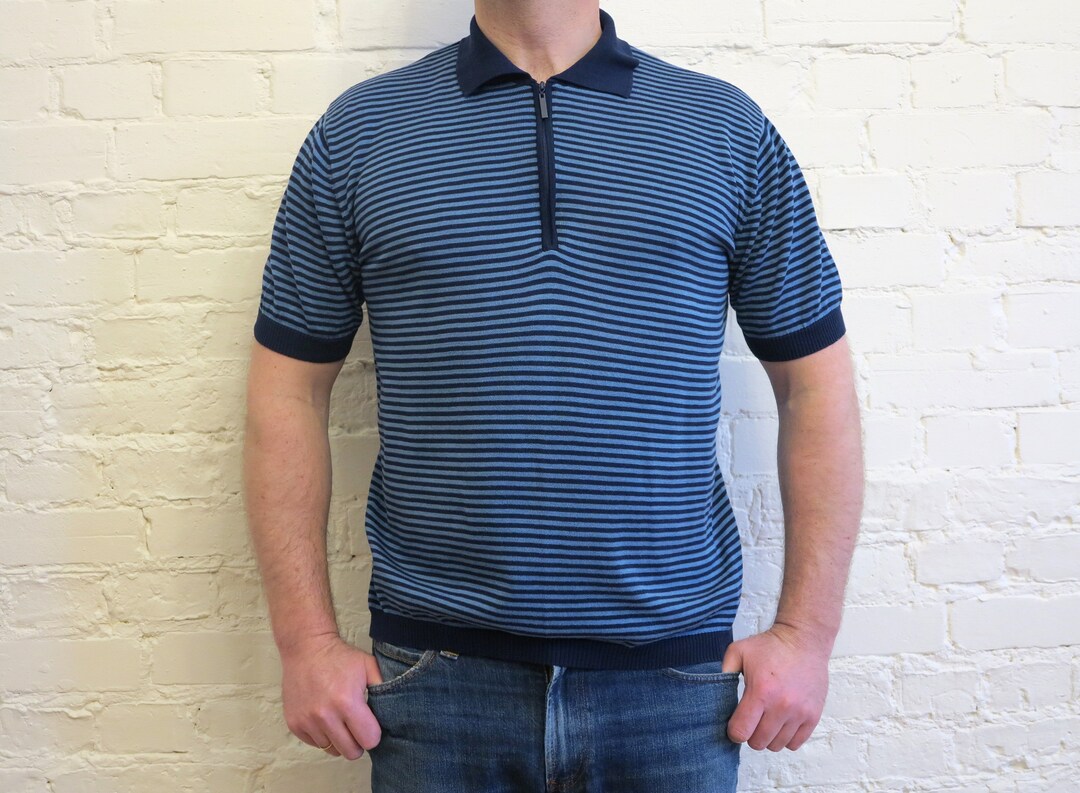 MARIMEKKO Mens Shirt Nautical Top Navy Blue Striped Sailor Top Marine ...