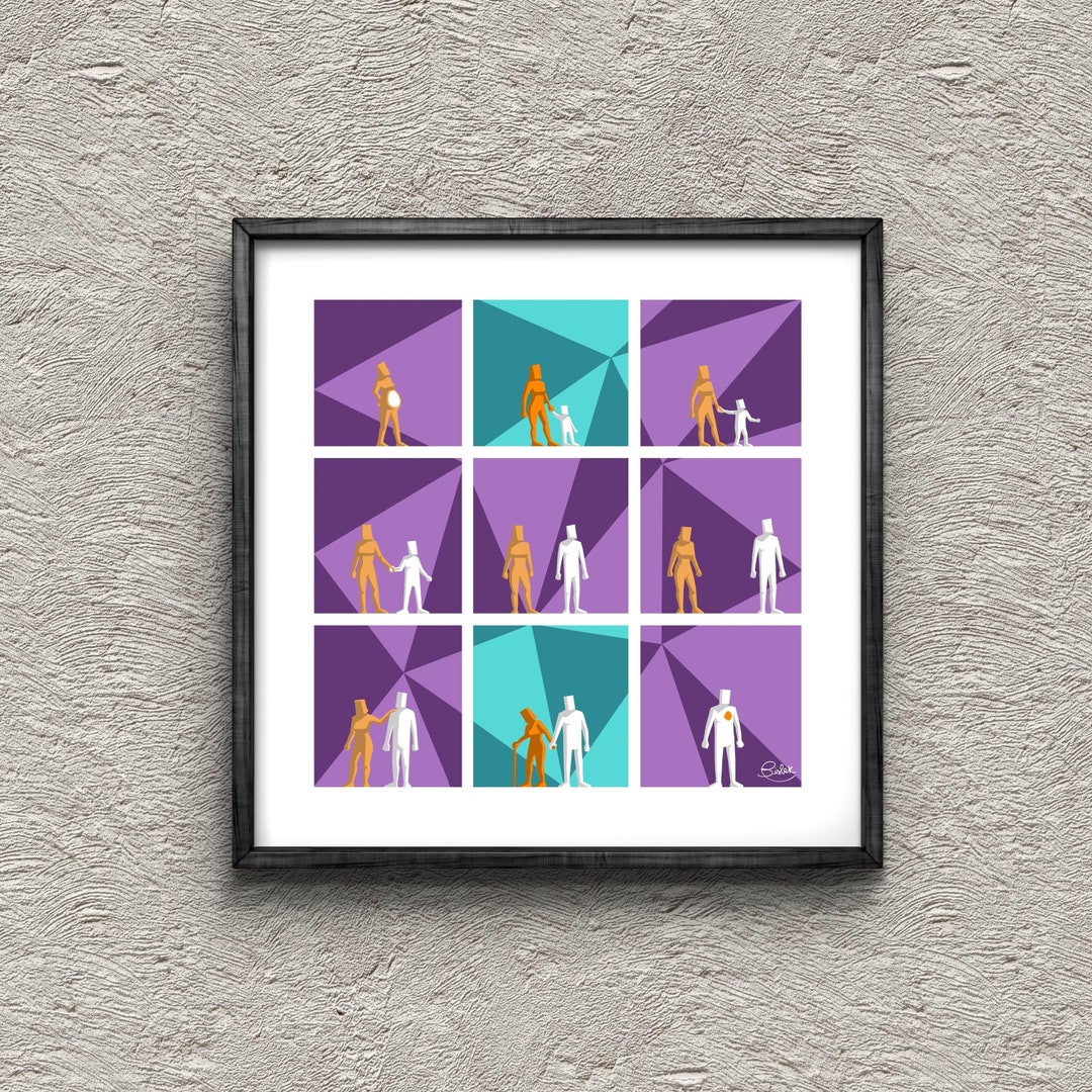 Mother and Child Bislak Illustrated A3 Print / 30 X 30 Cm ...