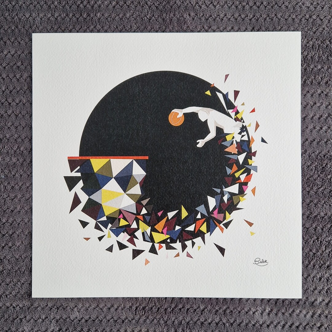 Colorful Little Basketball Man Bislak Illustrated A3 Print / 30 X 40 Cm ...