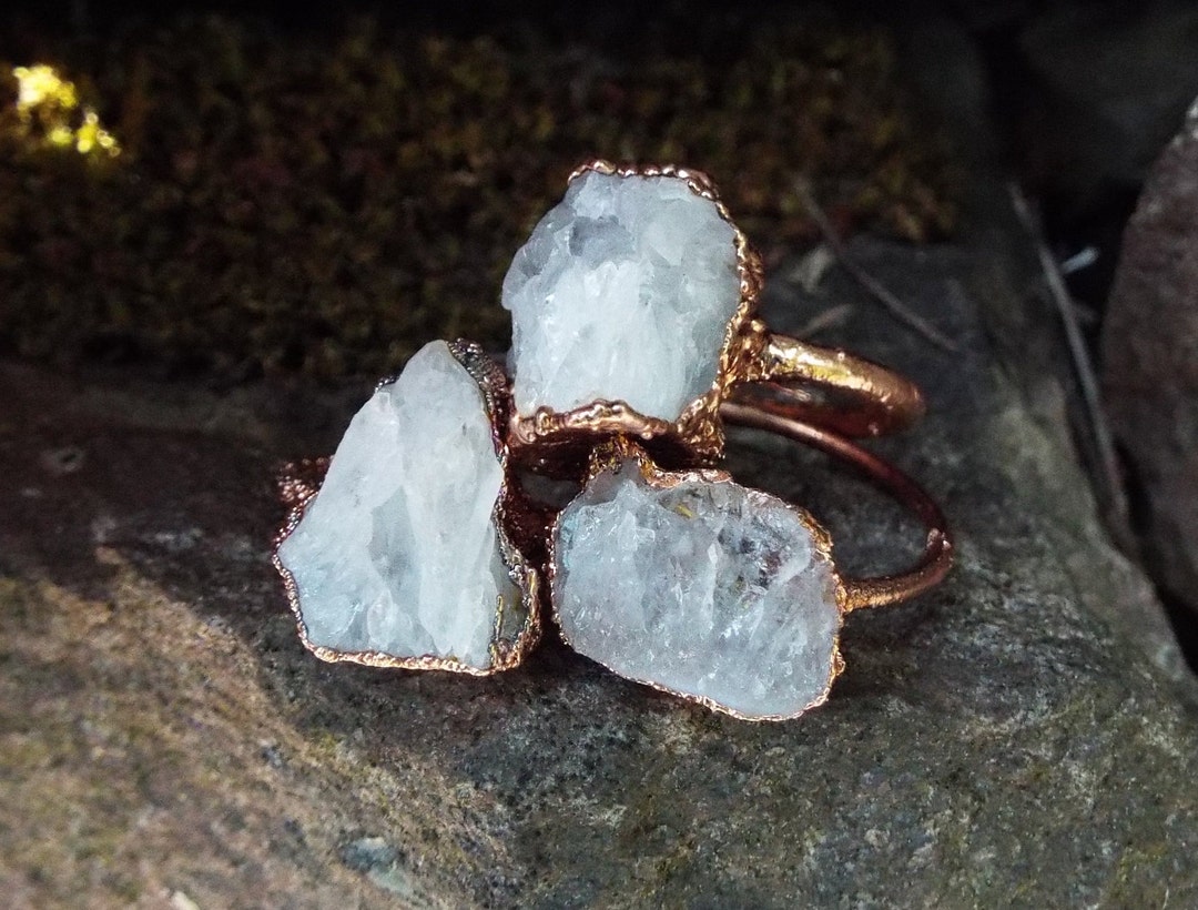 Rock Crystal Ring, Raw Rock Crystal, Engagement Ring, Copper Ring, Boho ...