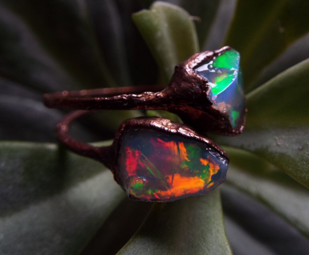 Opal Ring, Fire Opal, Gemstone Ring, Crystal Ring, Boulder Opal ...