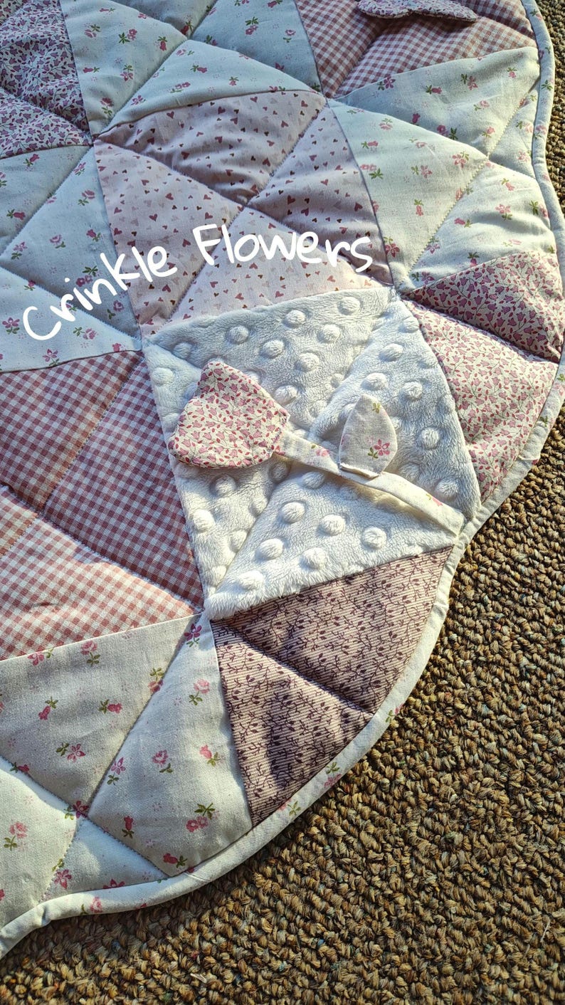 Sensory Baby Play Mat - Pink Patchwork Quilted Tummy Time Mat ...