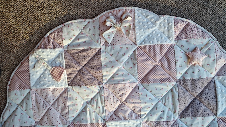 Sensory Baby Play Mat - Pink Patchwork Quilted Tummy Time Mat ...