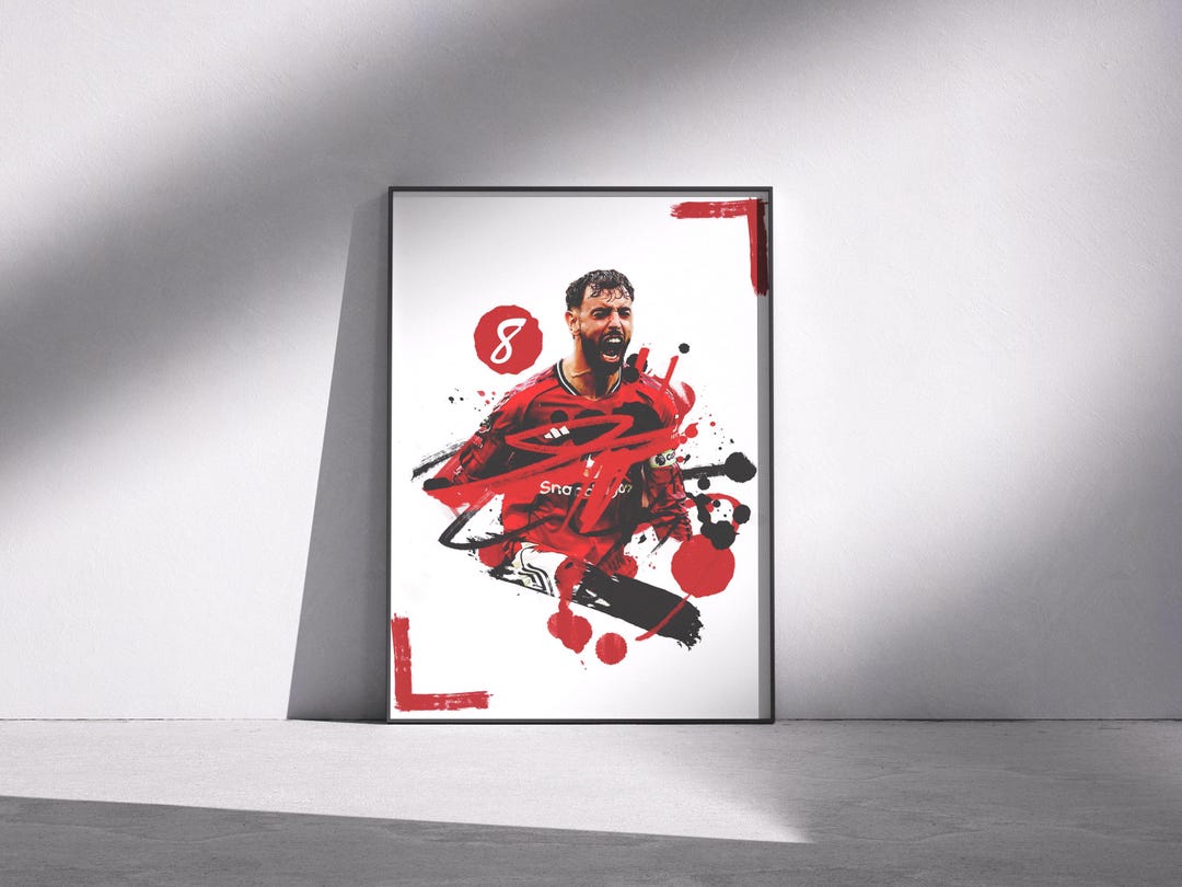 Bruno Fernandes Print Manchester United Football Poster - Etsy