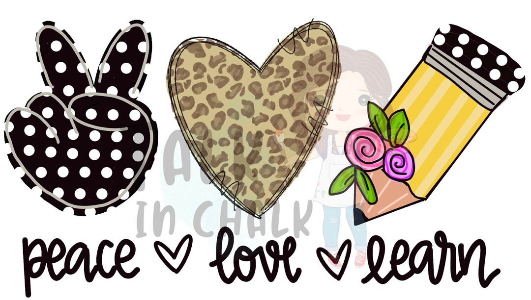 Peace Love Learn Sublimation Template - Etsy