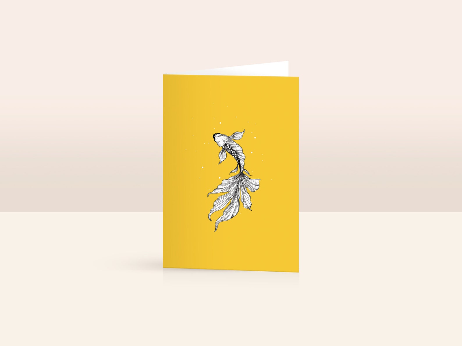 Greeting Card, Goldfish | Minimalist Illustration | A5 Size Blank Card ...