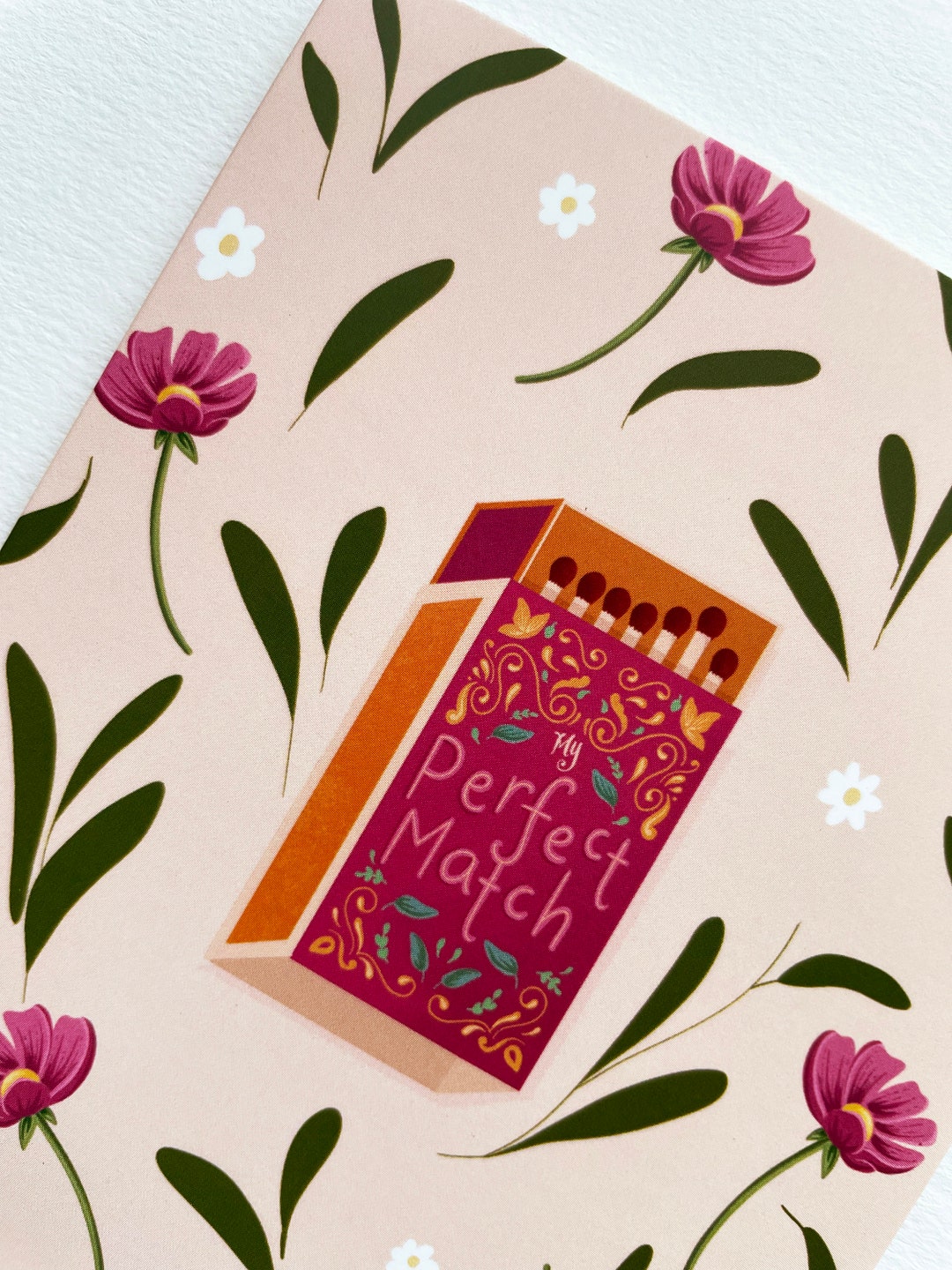 My Perfect Match Greeting Card | Illustrated Floral Matchbox | A6 Size ...