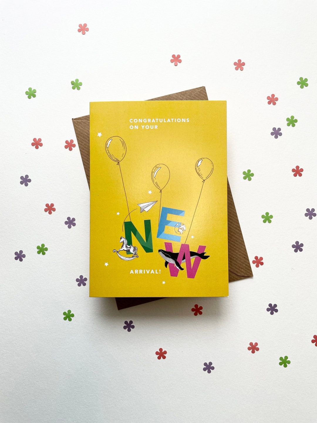 New Baby Congratulations | Illustrated Toy and Animal Design | A6 Size ...