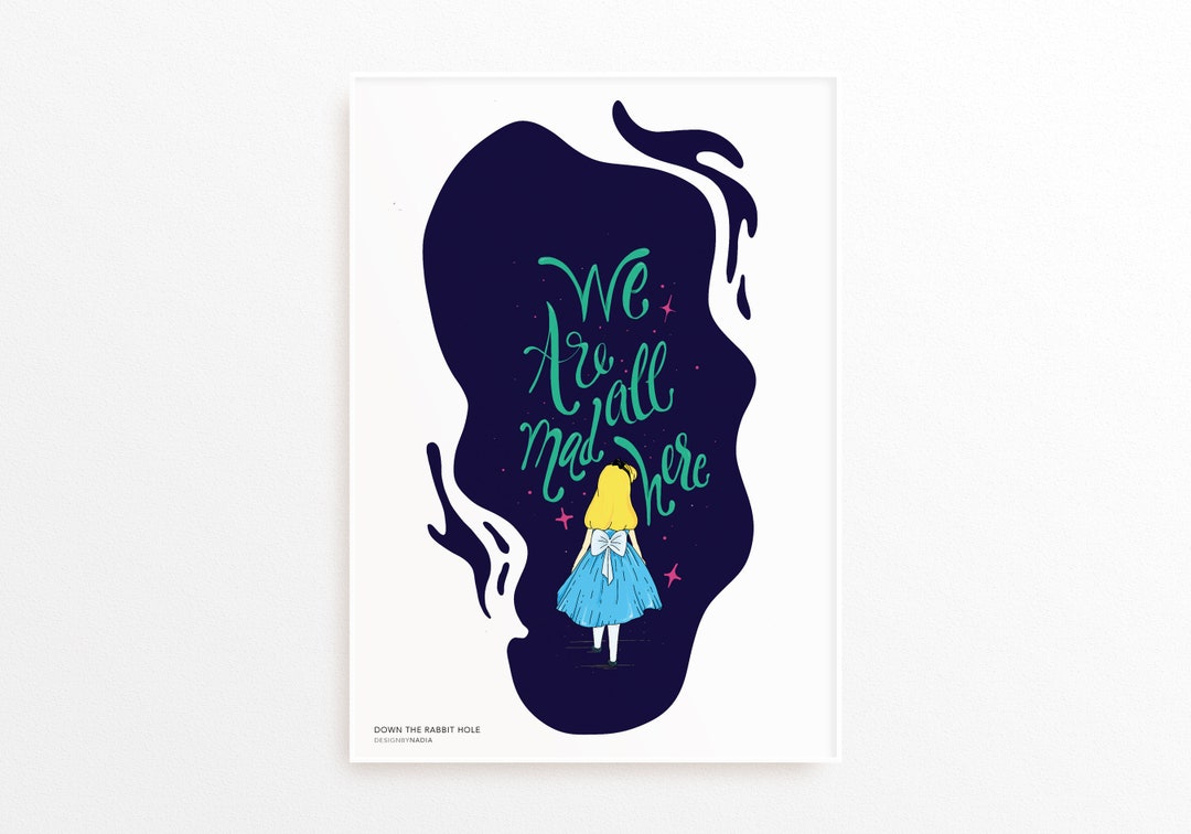 Down the Rabbit Hole | Wall Art | Desk Art | A5 Size | Cartoon ...