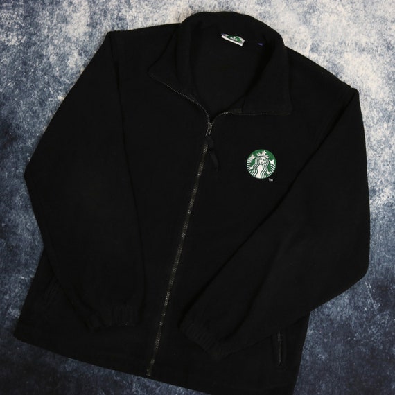 Vintage Black Starbucks Fleece Jacket Medium | Etsy