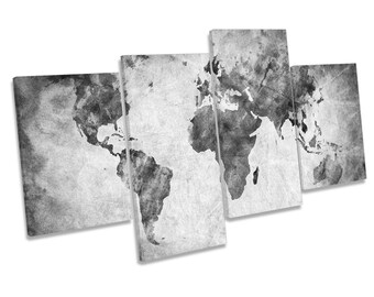 Grayscale world map | Etsy