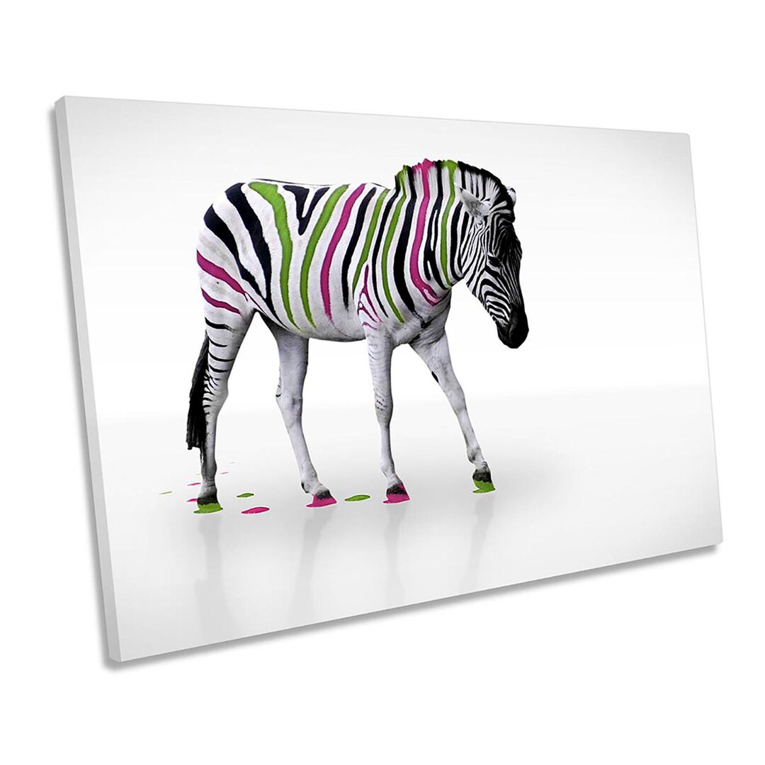 Zebra Multi Coloured Stripes Picture CANVAS WALL ART Print - Etsy