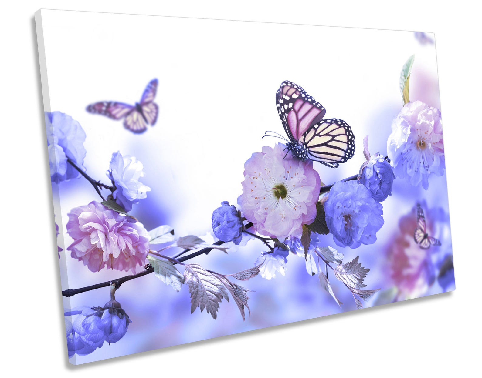 Purple Butterfly Floral Flowers CANVAS WALL ART Framed Picture | Etsy