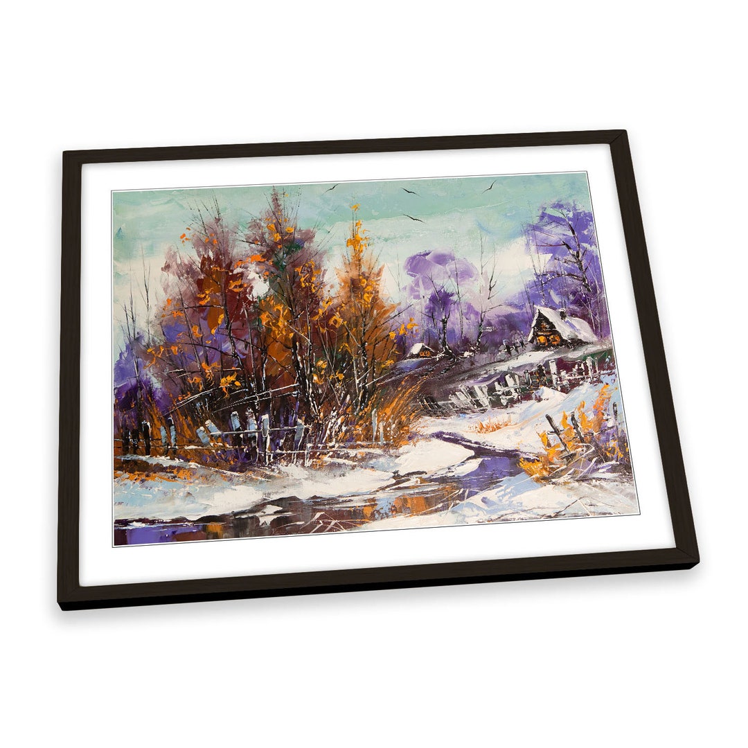 Winter Abstract Rural Scene FRAMED ART PRINT Picture Poster Artwork ...