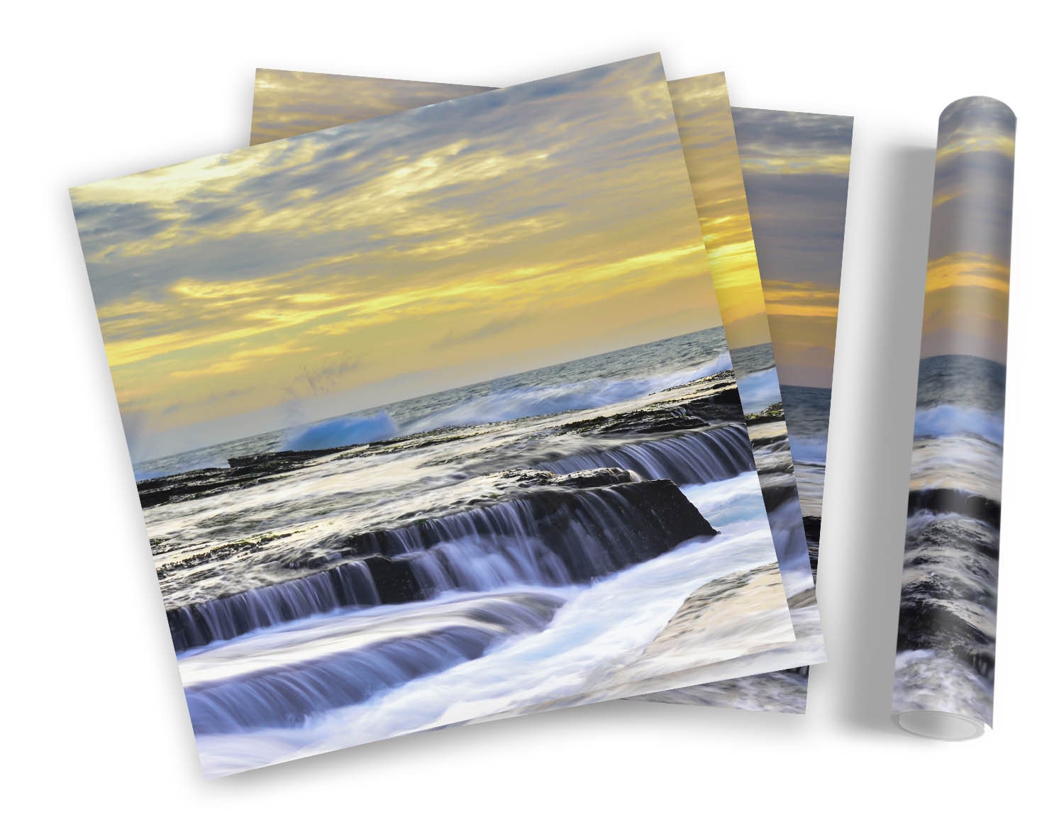 Seascape Yellow Sunset FRAMED ART PRINTS Set Picture Poster - Etsy