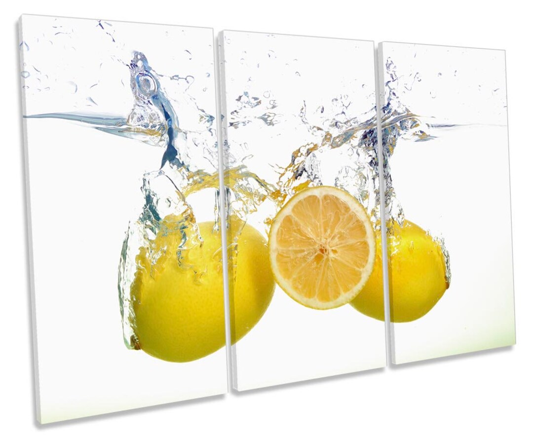 Yellow Lemon Fruit Splash Picture Treble CANVAS WALL ART Print - Etsy