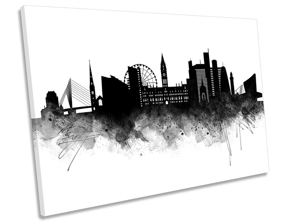 Manchester Abstract City Skyline CANVAS WALL ART Picture Print - Etsy
