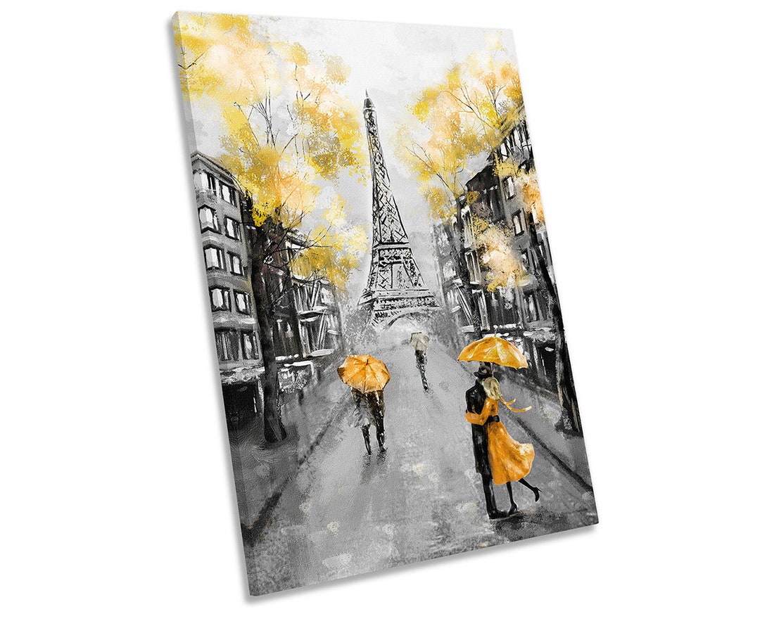 Yellow Paris Eiffel Tower CANVAS WALL ARTWORK Portrait Print Art - Etsy