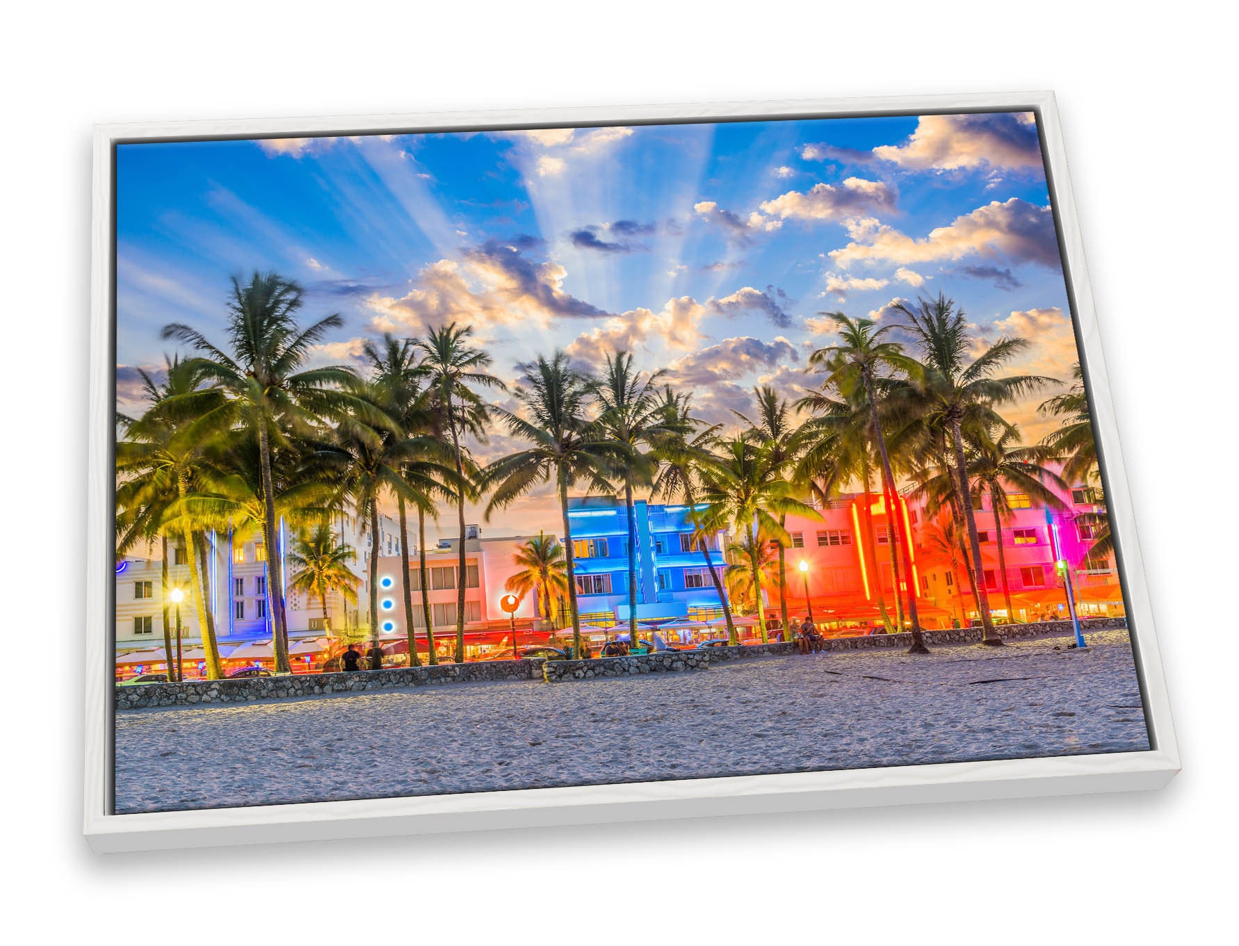 Miami Beach Florida Multi-Coloured CANVAS FLOATER FRAME Wall | Etsy