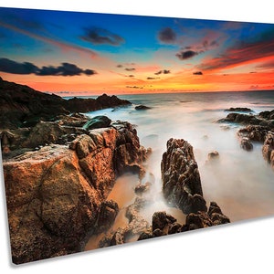 Sunset Rocks Beach CANVAS WALL ART Picture Print - Etsy