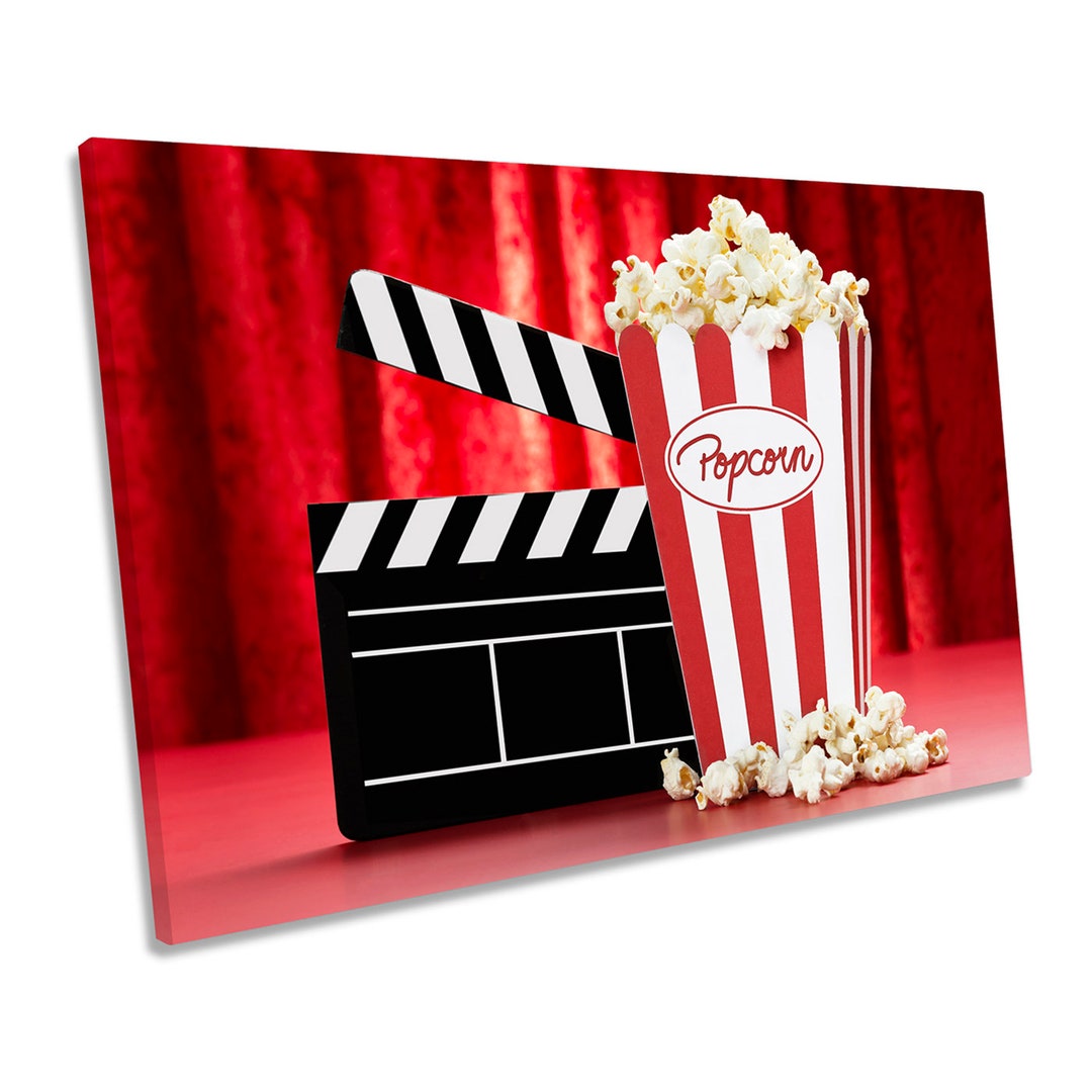 Cinema Room Popcorn Films CANVAS WALL ART Picture Print Single - Etsy