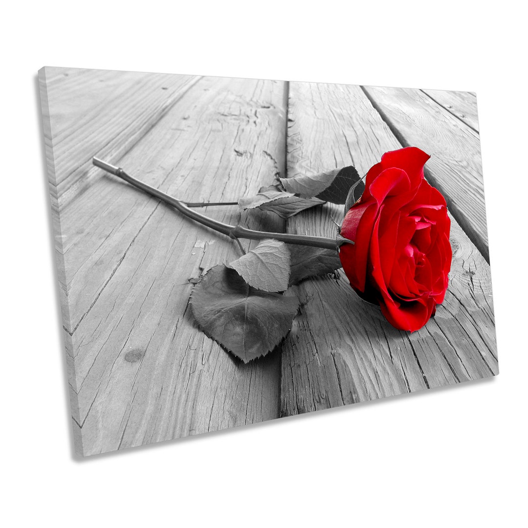 Red Rose Floral Flower CANVAS WALL ART Picture Print Box Framed - Etsy