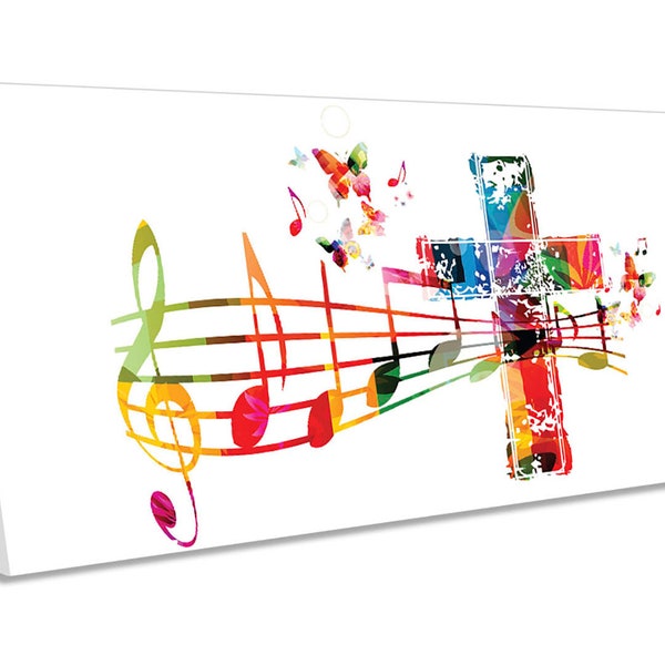 Cross and Music Notes Print - Etsy