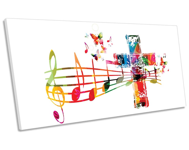 Music Notes Cross Panoramic CANVAS WALL ART Print Picture - Etsy Canada