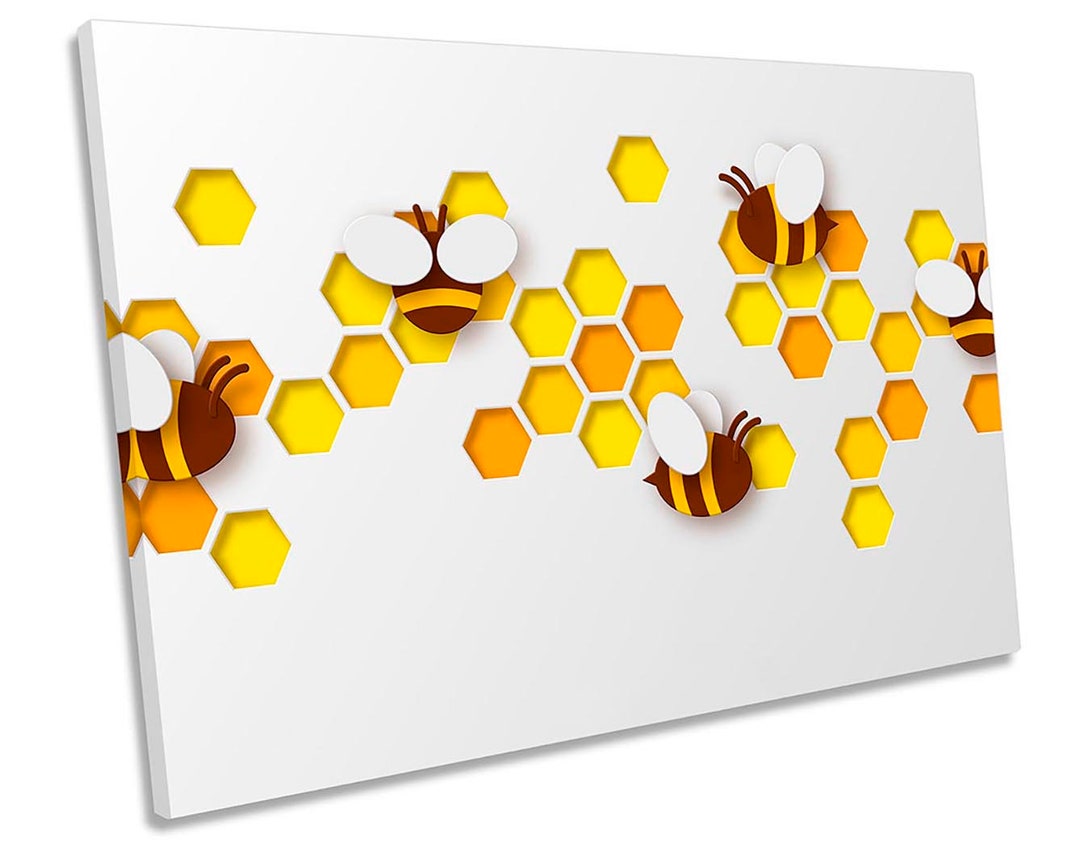 Bee Honeycomb Geometric CANVAS WALL ART Picture Print - Etsy
